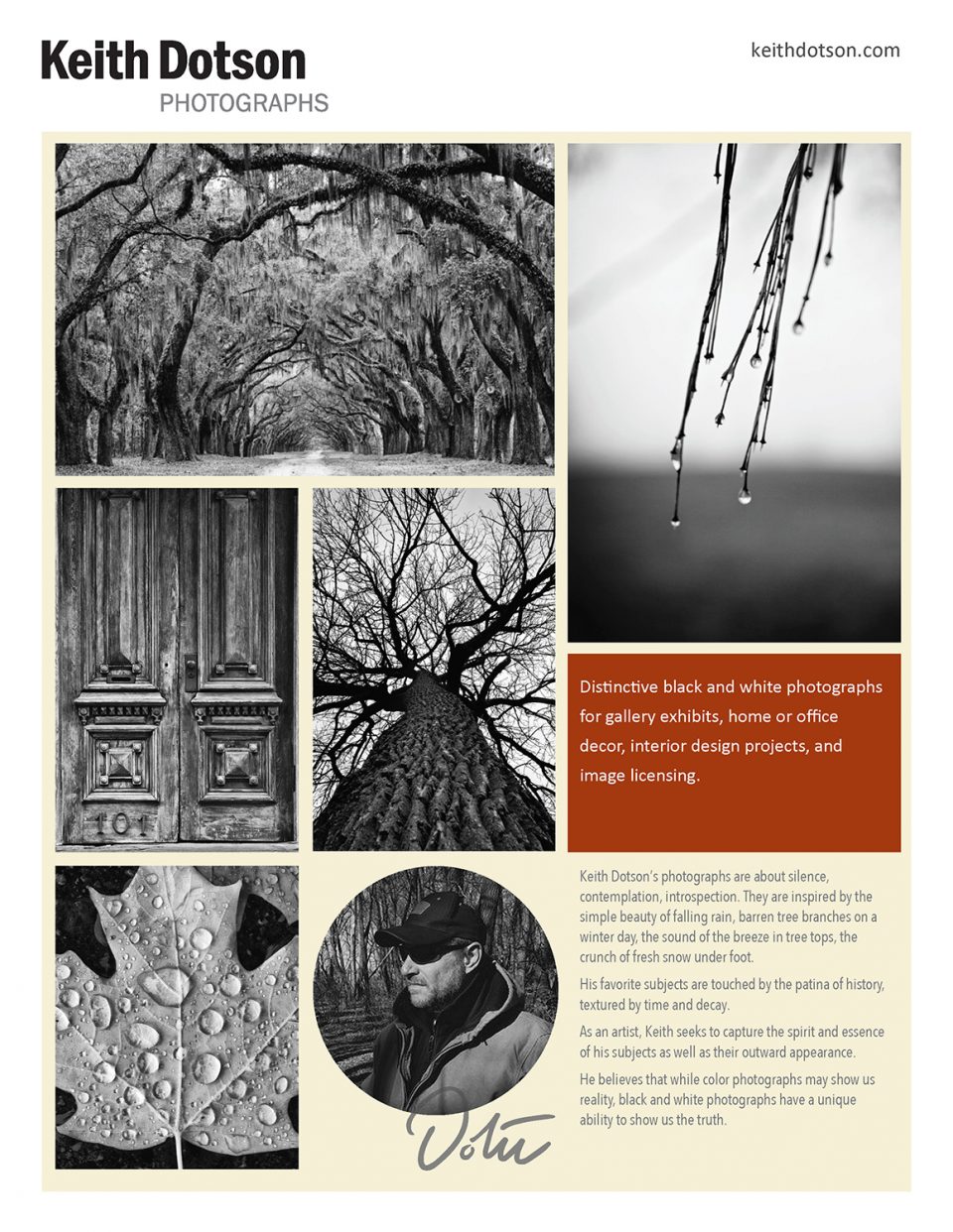 Keith Dotson 2018 Artist Profile Sheet - Shadows and Light